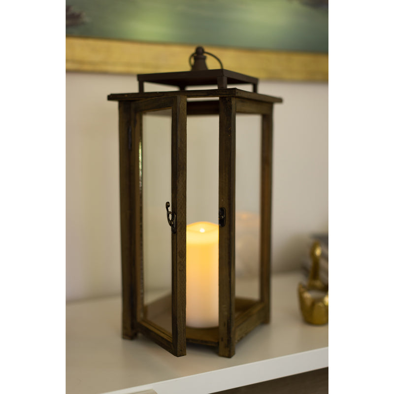Extra Large Rustic Wood Lantern, 18 inch | Stonebriar Collection