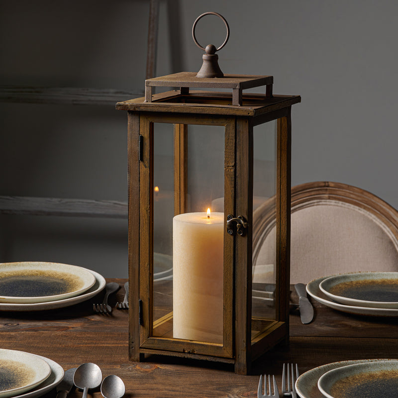 Extra Large Rustic Wood Lantern, 18 inch | Stonebriar Collection