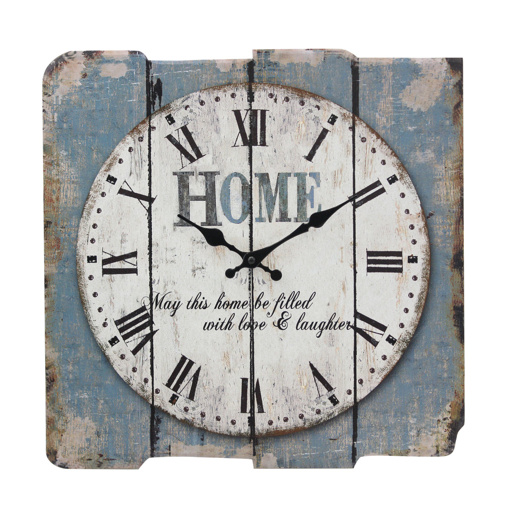 Blue & White Roman Numeral Wood Clock - 15 Inch (WS) – Stonebriar ...