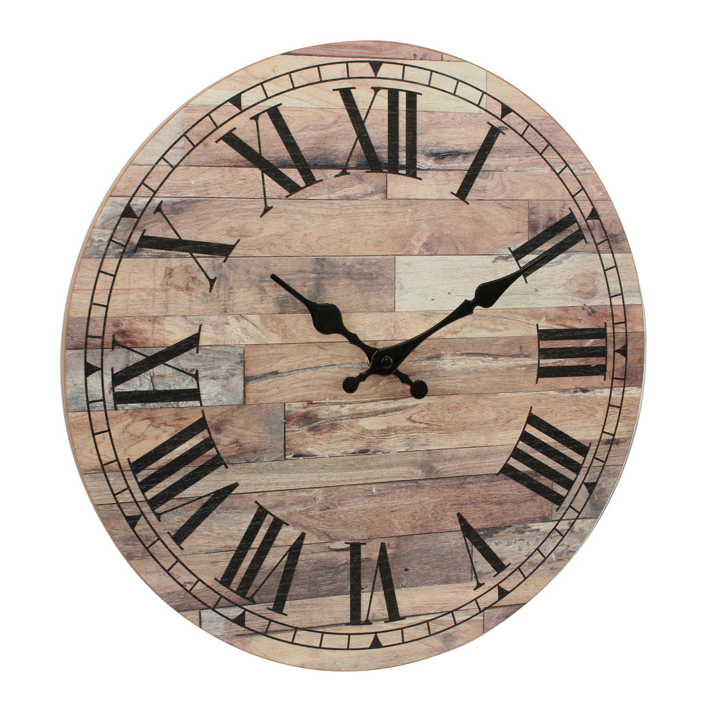 Roman Numeral Wooden Clock - 14 Inch | Stonebriar Collection